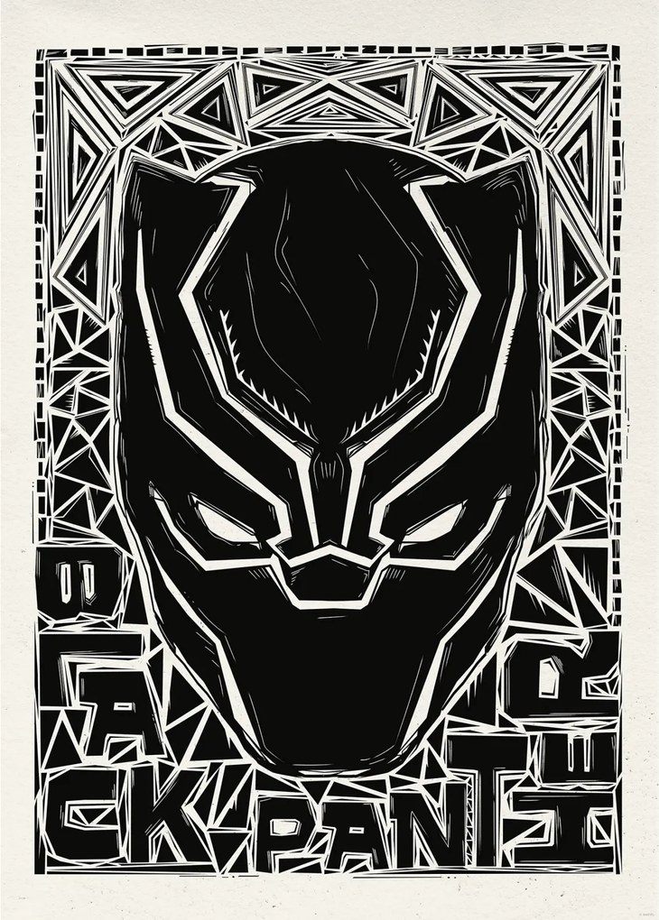 Komar Plakát Marvel Black Panther Lino-Cut Helmet 50 x 70 cm