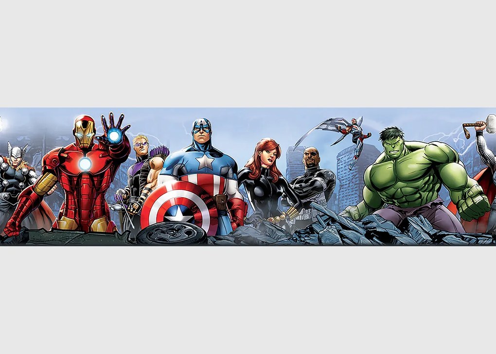 Dětská samolepící bordura na zeď Marvel Avengers, Disney | 5 m x 13.8 cm | DWBD8077