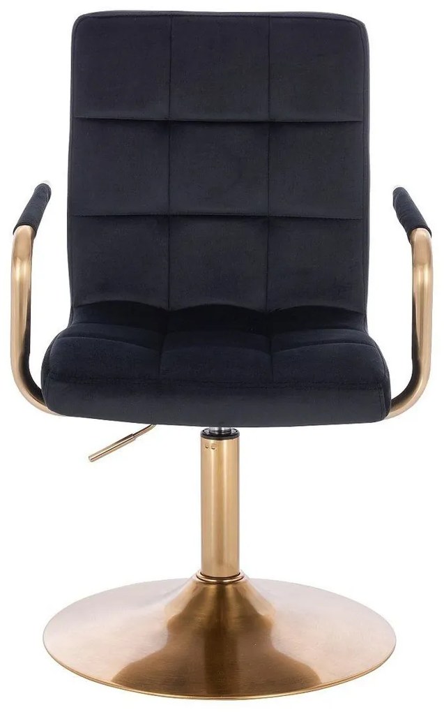 LuxuryForm DESIGN Otočná židle VERONA GOLD VELUR na zlatém talíři - černá
