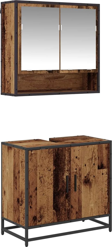Sada koupelnového nábytku 2 ks Staré dřevo 65 x 33 x 60 cm 3402345