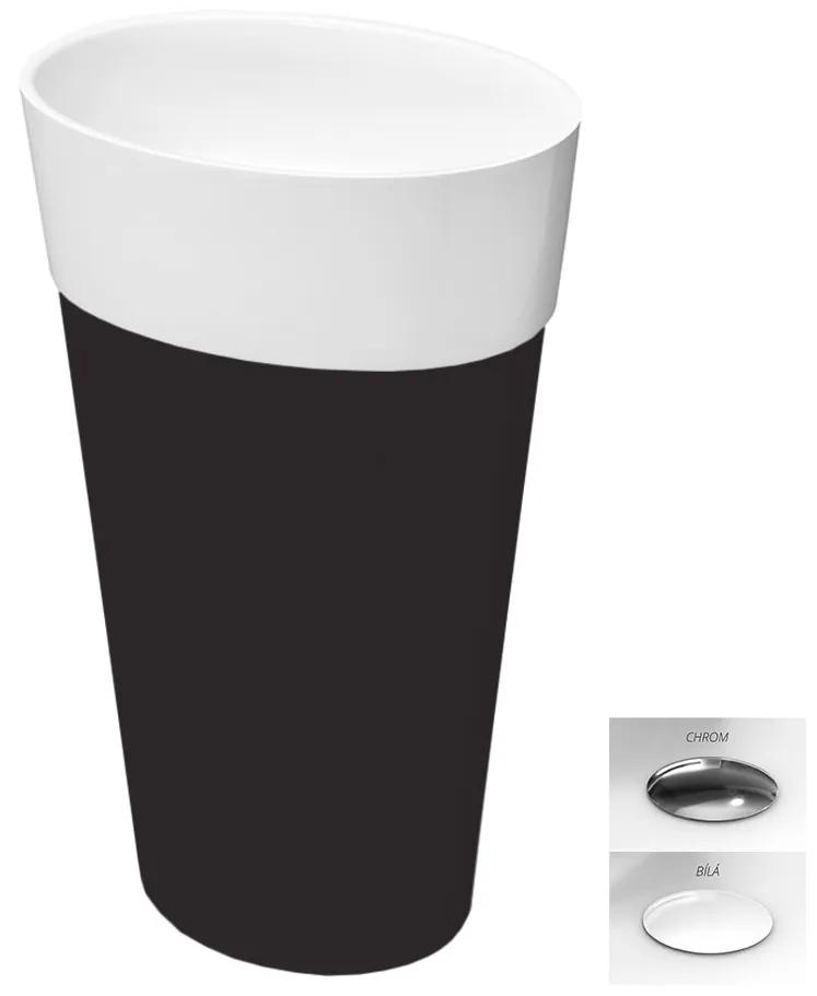 Besco Volně stojící umyvadlo z litého mramoru Uniqa BW UM VS 46,5x32,5x84 cm, sifon Click-Clack Rozměry (cm): 46,5x32,5, Typ a barva výpustě: Click-Clack, chrom