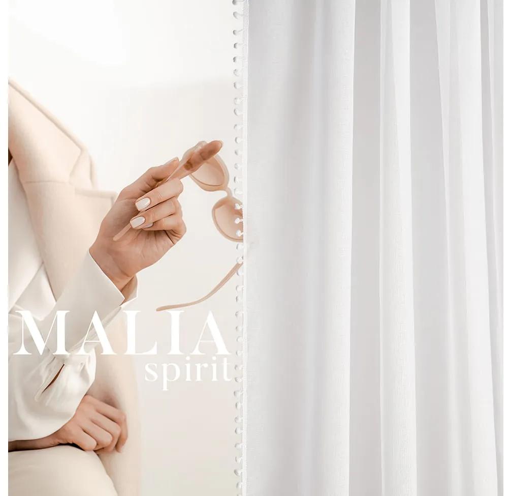 Room99 Záclona na kroužcích MALIA SPIRIT Bílá Pompony Velikost: 140 x 280 cm
