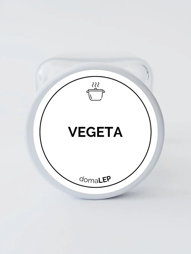 Samolepka na kořenky VEGETA bílá 5 cm tučné písmo