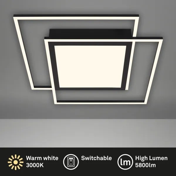 Brilo - LED Stropní svítidlo 2xLED/16W/230V + LED/19W 51,5x51,5 cm černá