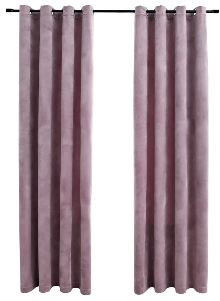 Zatemňovací závěsy s kroužky 2 ks samet starorůžové 140x245 cm 134522