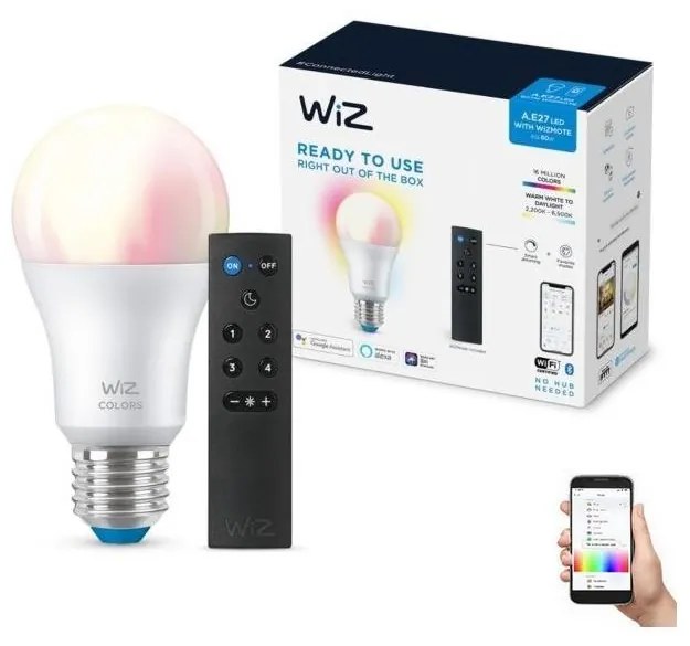 WiZ LED RGBW Stmívatelná žárovka A60 E27/8,5W/230V 2200-6500K  CRI 90 Wi-Fi+DO - WiZ WI0151