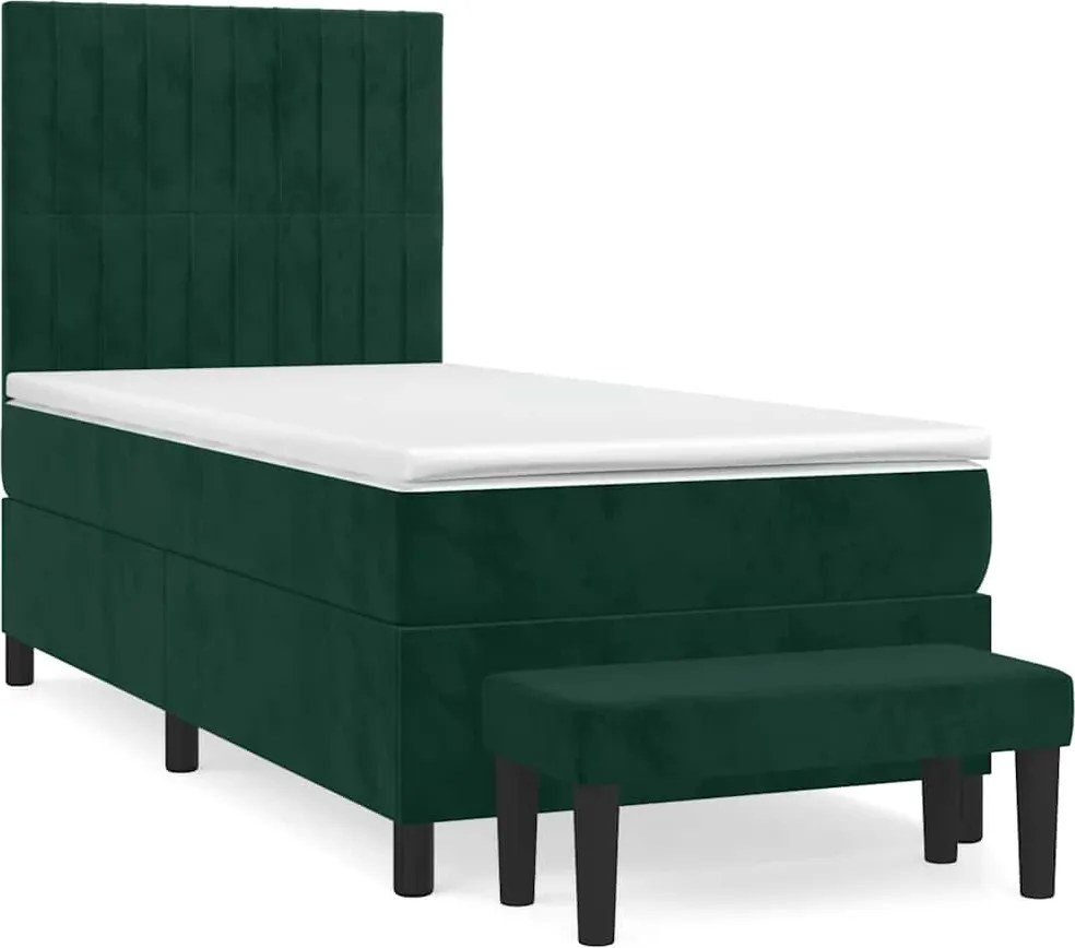 Box spring postel s matrací tmavě zelená 80 x 200 cm samet 3137932