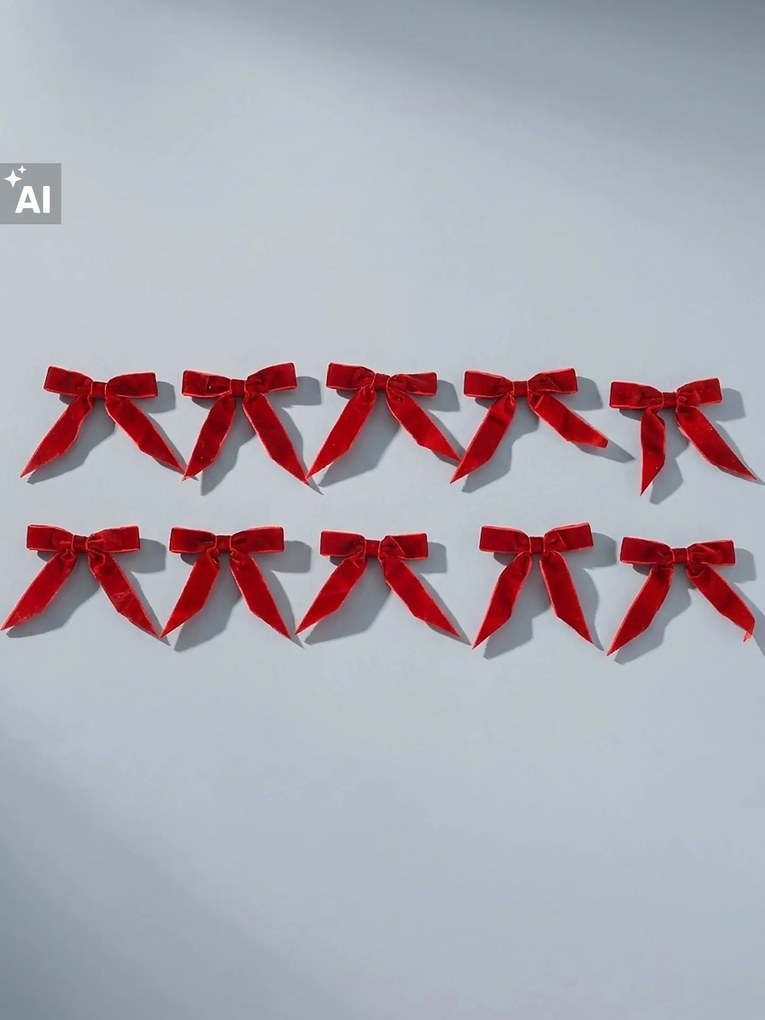 Sinsay - Sametové vánoční mašle 10 pack - červená