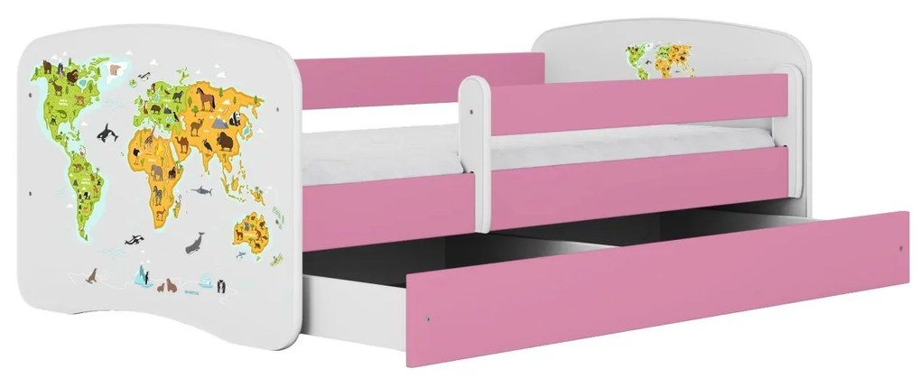 Dětská postel Babydreams mapa světa růžová