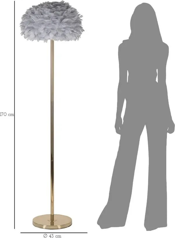 Stojací lampa Feathers 170 cm šedá/zlatá