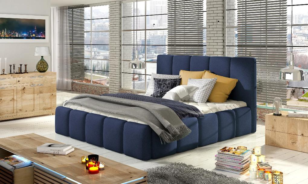 Eltap Čalouněná postel Edvige s úložným prostorem - plynový zvedák Materiál a barva potahu: Ontario 81 - tmavě modrá, Rozměry (cm): 160x200