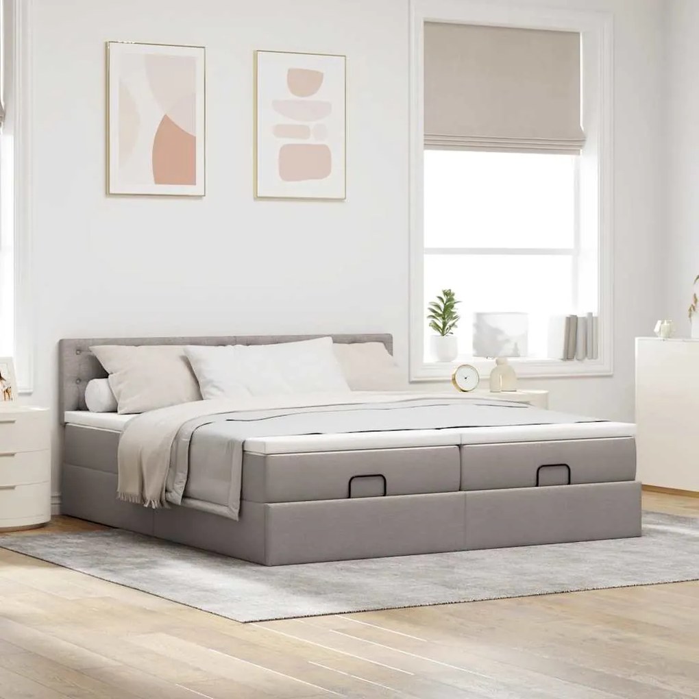 Osmanský rám postele s matracíes taupe 200x200cm textil 3312047