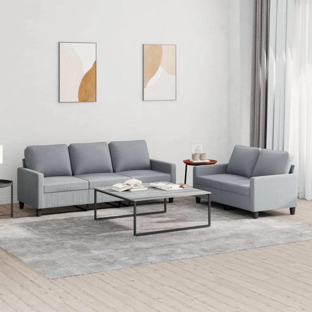 2dílná sedací souprava s poduškami světle šedá textil 3201460