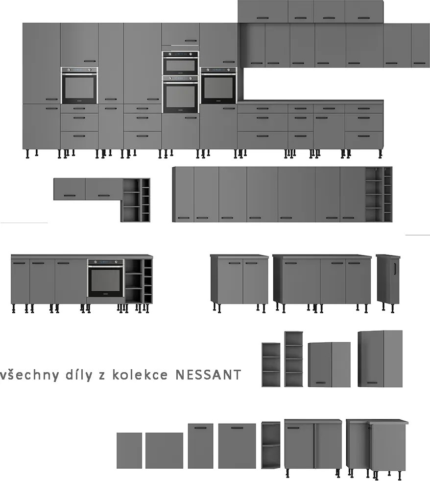 NESSANT se | horní regál 30 G-108 ZAK ukončovací s policemi  | 30 cm | UNI provedení | šedá