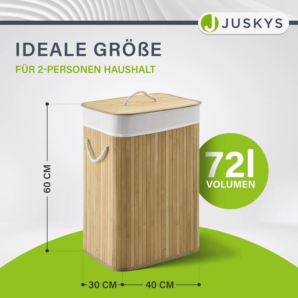 Juskys Bambusový koš na prádlo Curly Barva: hnědá, Velikost: 72 L