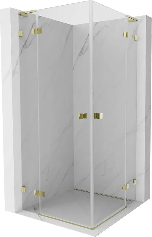 Mexen Lunar, L Duo výklopný sprchový kout 85 x 85 cm, 8mm čiré sklo, zlatý profil, 834L-085L-085P-50-00