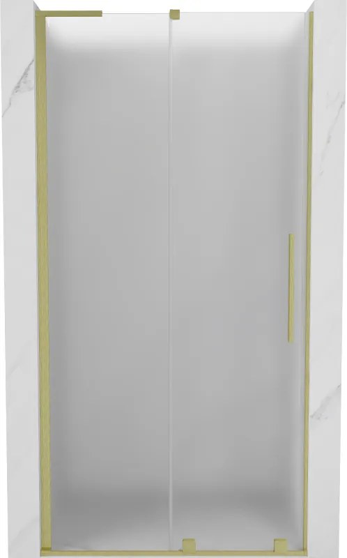 Mexen Velar L, posuvné sprchové dveře do otvoru 120 cm, 8mm sklo námraza, zlatá matná, 871-120-003-31-55