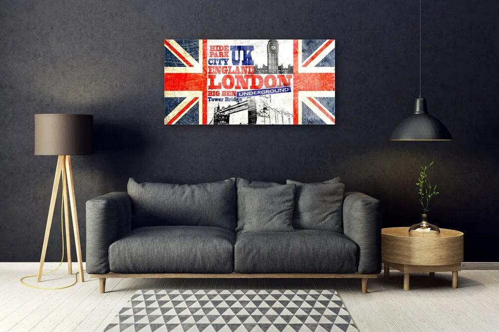 akrylový obraz Londýn Vlajka Umění 100x50 cm