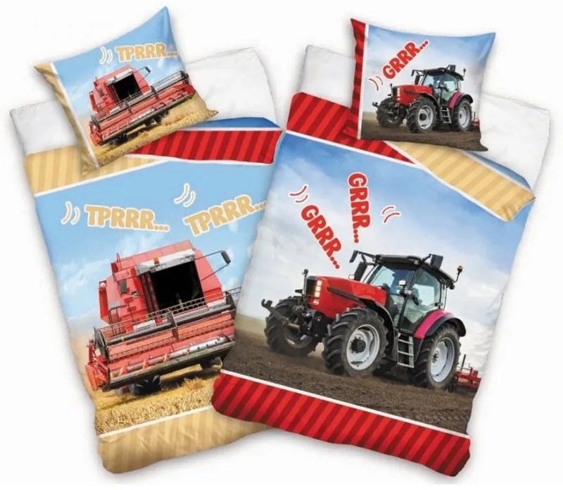 TipTrade (CZ) · Bavlněné ložní povlečení traktor & kombajn - 70x90 cm + 140x200 cm - Certifikát Oeko-Tex Standard 100