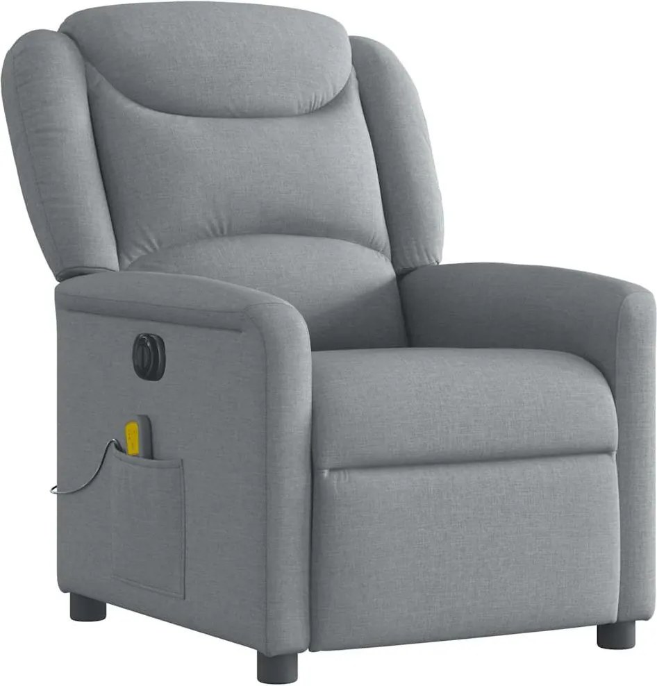Elektrické masážní polohovací křeslo světle šedé textil 3303184