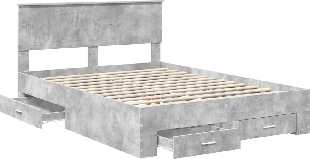 Rám postele s čelo Betonově šedá 140 x 200 cm Kompozitní dřevo 3410889