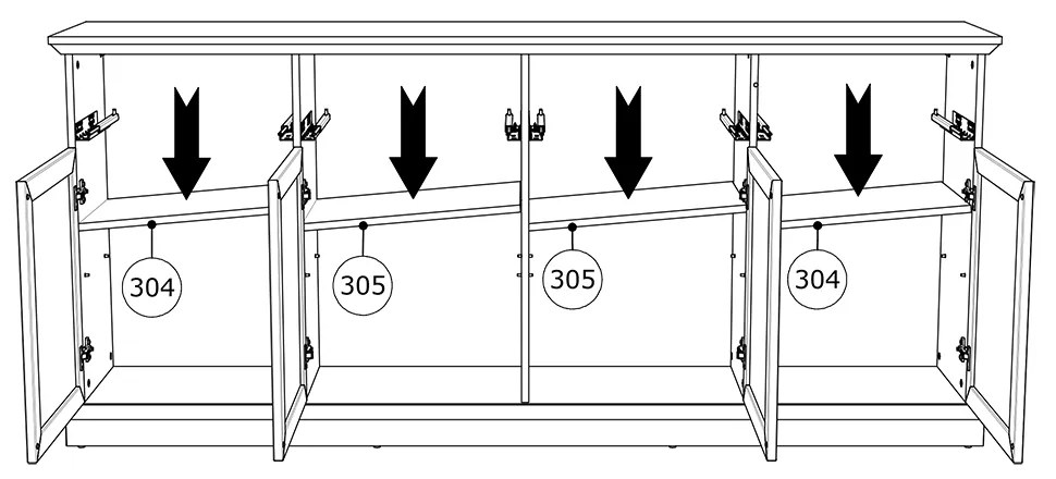LUCCA b | komoda K4D4S | 192,6 cm | bílá