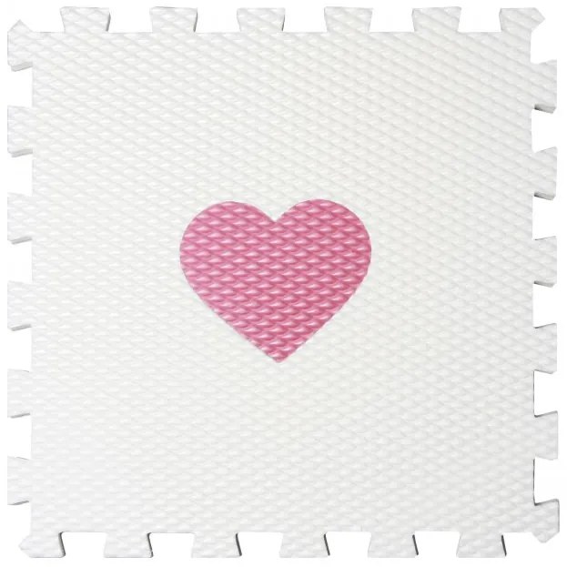 Vylen Pěnové podlahové puzzle Minideckfloor se srdíčkem Bílý s růžovým srdíčkem 340 x 340 mm