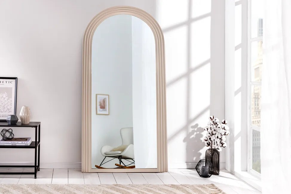 Designové nástěnné zrcadlo Simeone greige 160cm