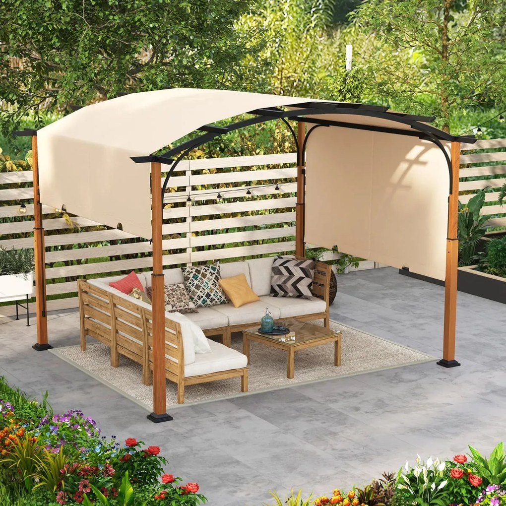 Costway Pergola se stahovací střechou Vodotěsná stabilní Zimní odolný altán