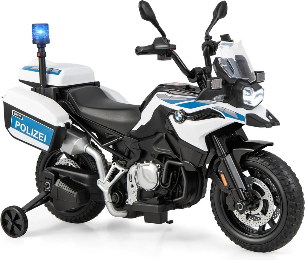 Costway Policejní motocykl pro děti motocykl na baterie se 2 tréninkovými koly
