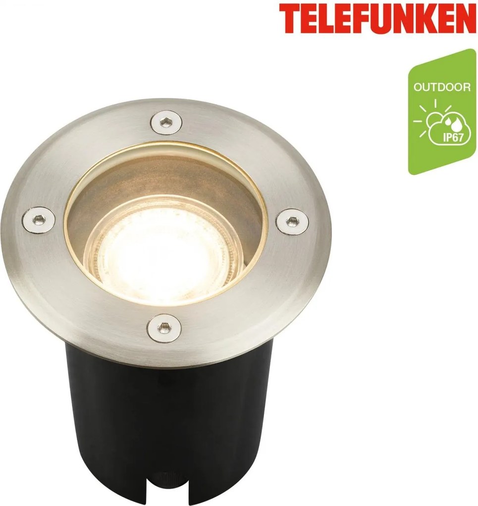 TF 322702TF TELEFUNKEN venkovní svítidlo do země, vodotěsné IP67, tvrzené sklo, GU10 patice, kruhové - BRILONER