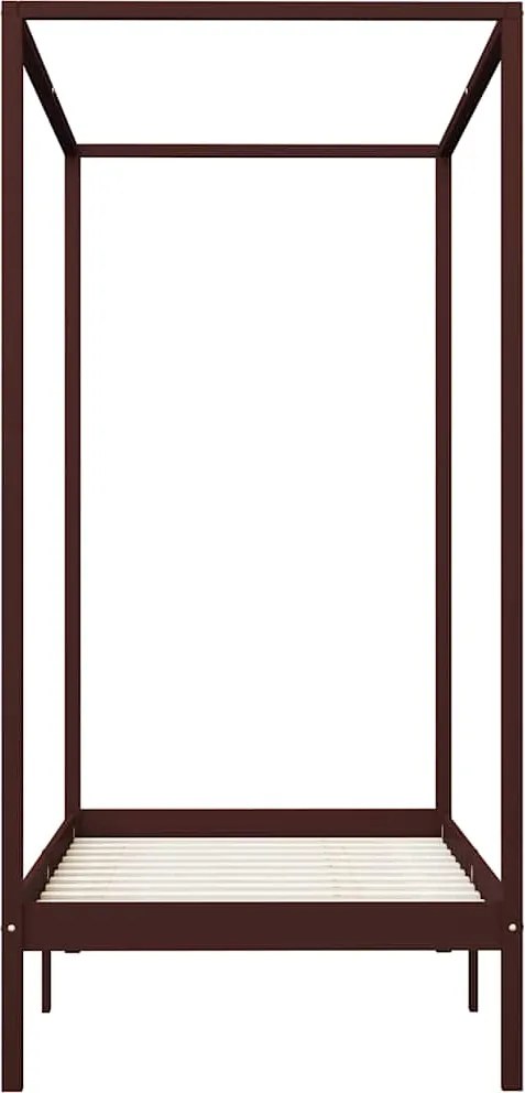 Rám postele s nebesy tmavě hnědý masivní borovice 100 x 200 cm 283269