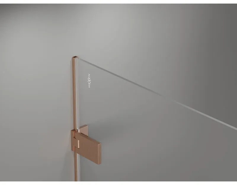 Mexen Lunar-F, skopný sprchový kout pravý 80 x 80 cm, 8mm čiré sklo, profil měděná matná, 836-080-080-65-00-P