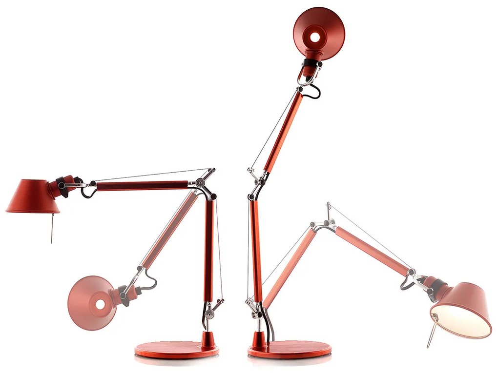Artemide A011810 Tolomeo Micro tavolo, metalicky červená stolní lampa, 1x6W LED E14, 45+37cm