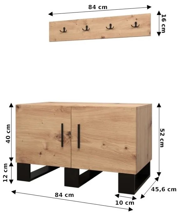 Předsíňová sestava Amanda 21 (dub artisan + tmavě šedá). 1086040