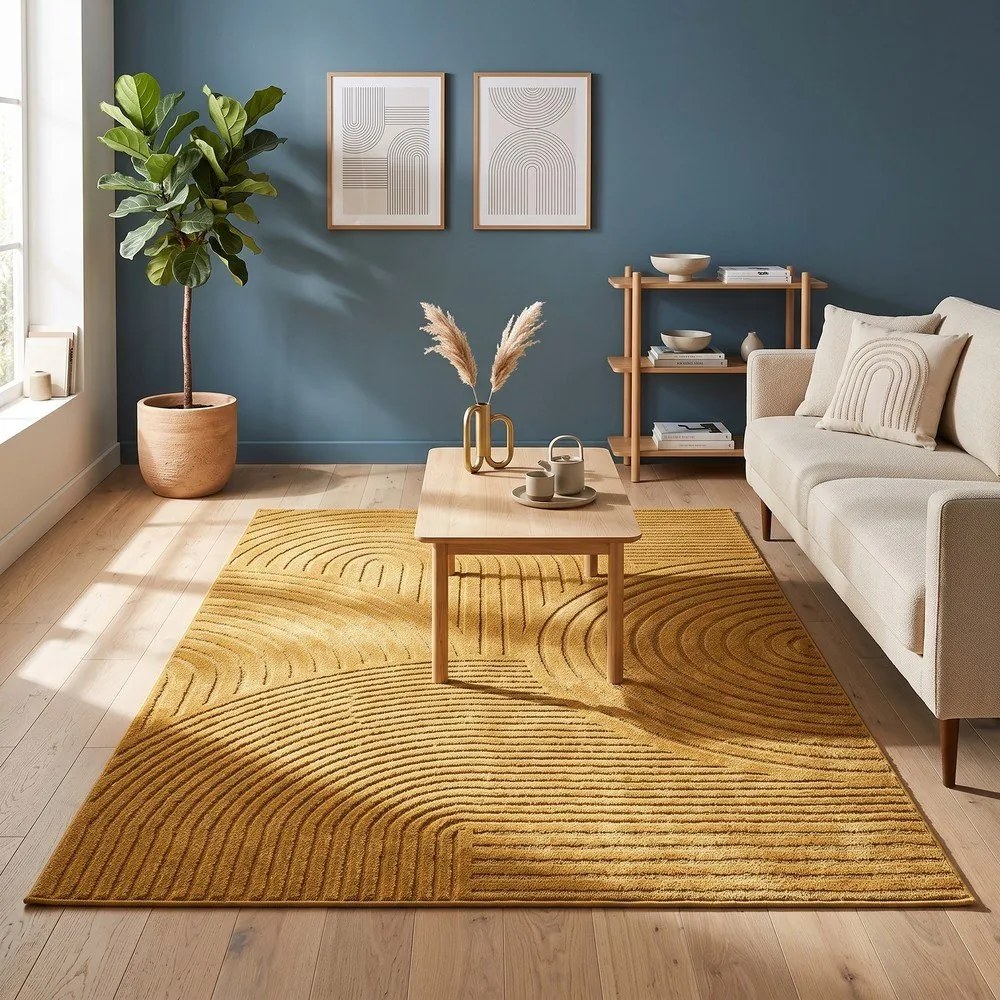 Okrově žlutý koberec 200x290 cm Whirl – ESTE