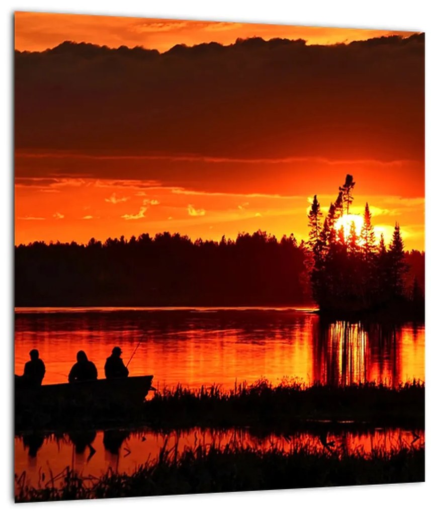 Obraz - Rybáři na jezeře (30x30 cm)
