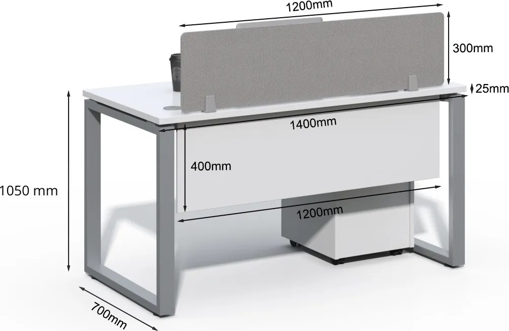 Kancelářský stůl s kontejnerem Houseland Prime Max 01 140 cm bílý