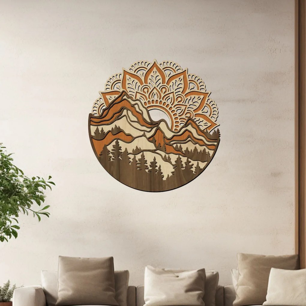 dřevo života 3 vrstvá mandala HORY Zvolte rozměr (cm): 40x40, Zvolte barvu dekoru: Ořech-Javor-Třešeň
