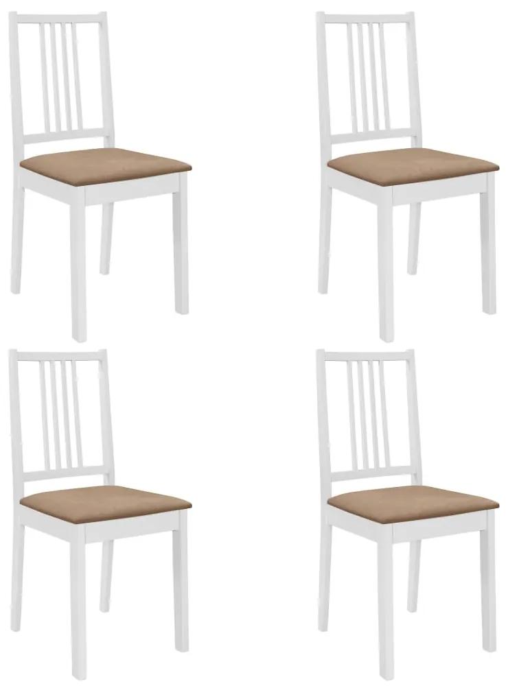 247635 vidaXL Jídelní židle s poduškami 4 ks bílé masivní dřevo
