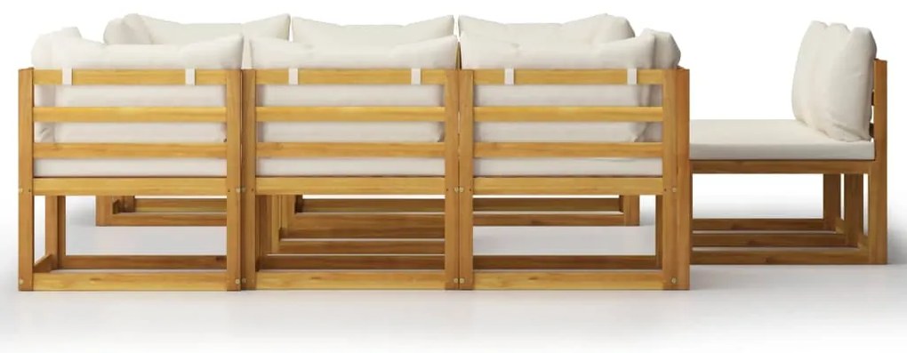 vidaXL 3057642 Marketos 9 Piece Garden Lounge Set with Cushion Cream Solid Acacia Wood (4x311857+311866)