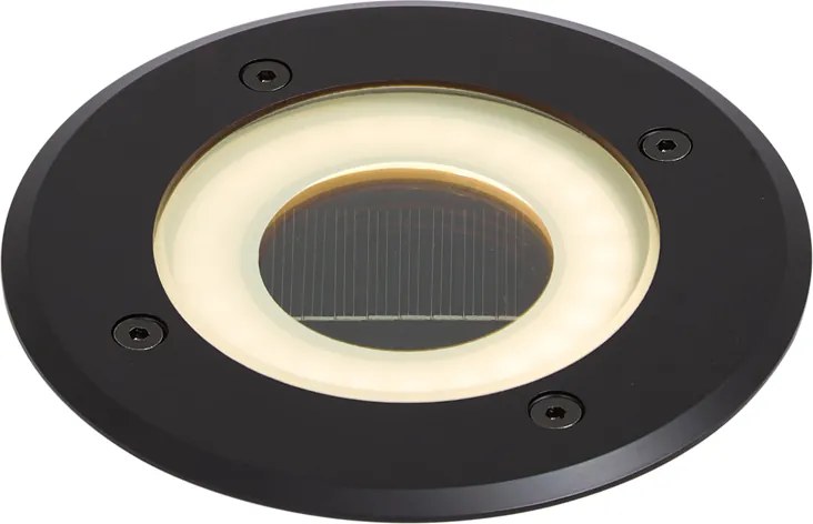 Moderní zemní bodové svítidlo černé vč. LED dobíjecí se solárním panelem IP65 - Solyx
