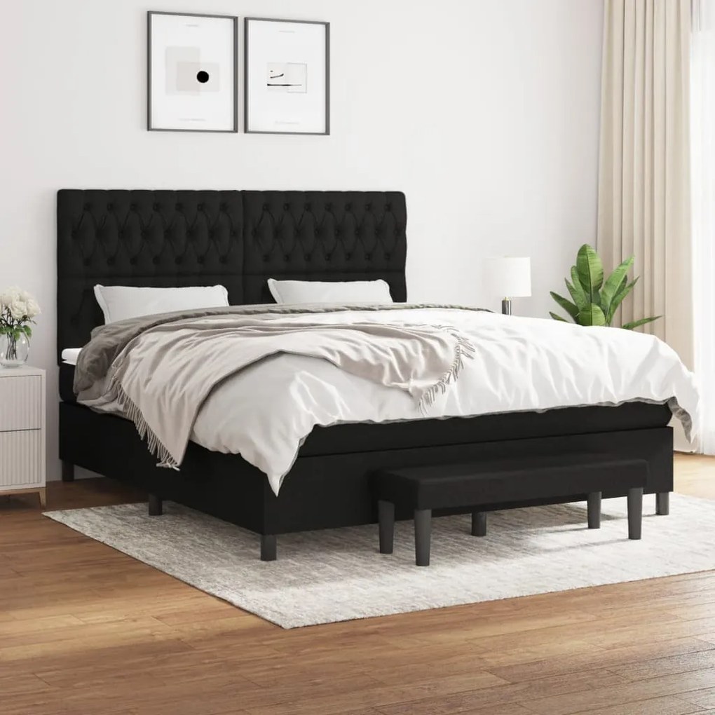 Box spring postel s matrací černá 180x200 cm textil 3136855