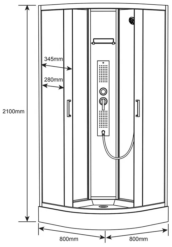 BPS-koupelny Hydromasážní box HYD-Novita 80, 80x80