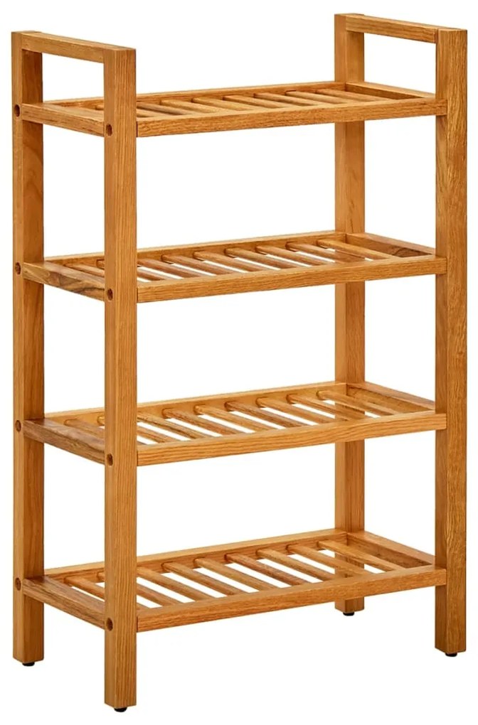 Botník se 4 policemi 50 x 27 x 80 cm masivní dubové dřevo 331746