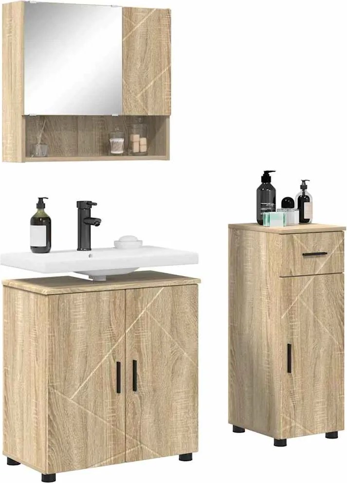 Sada koupelnového nábytku 3 ks Sonoma dub 61 x 35 x 64 cm 3392955