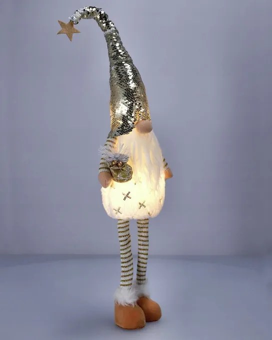 Vánoční dekorace skřítek bílá / zlatá 92 cm