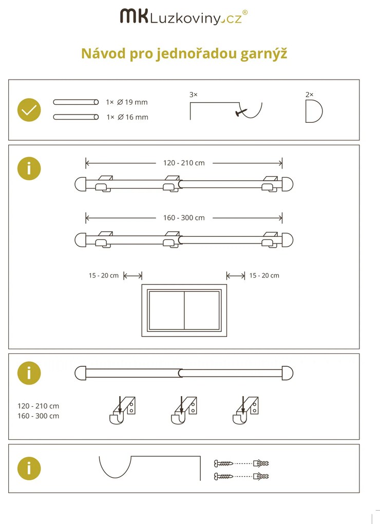 MK Lůžkoviny Garnýž jednořadá Marco - staré zlato 120 - 210 cm