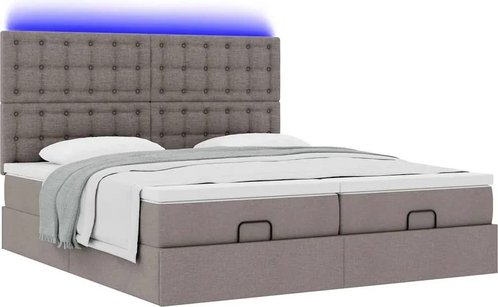 Osmanský rám postele s matracíes taupe 200x200cm textil 3314594