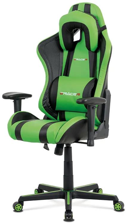 Herní židle ERACER V609 – zelená/černá, PU kůže, nosnost 130 kg + PC hra  zdarma | BIANO